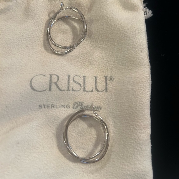 Crislu | Accessories | Crislu Cz Chris Cross Double Hoop Earrings ...